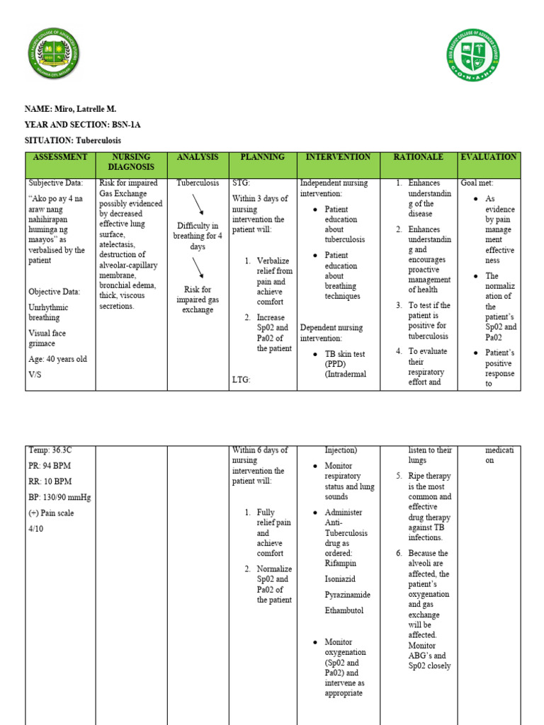 NCP Tuberculosis 2 | PDF | Tuberculosis | Lung