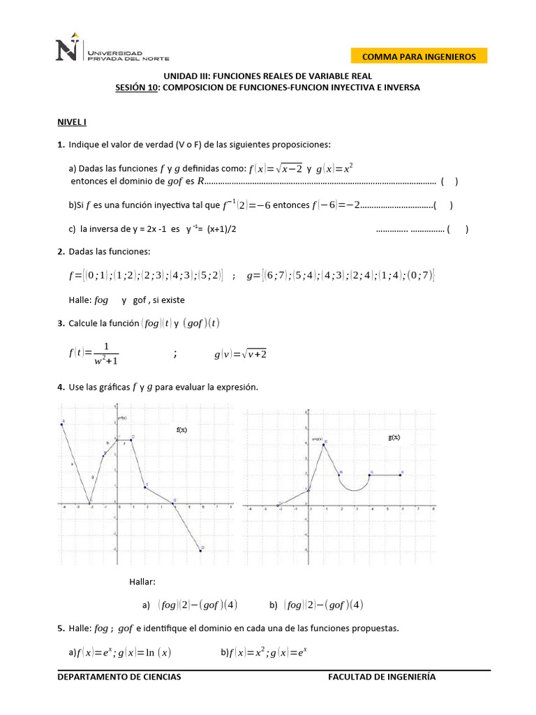 HT10 - Composicion de Funciones | PDF | Función (Matemáticas) | Lógica matemática