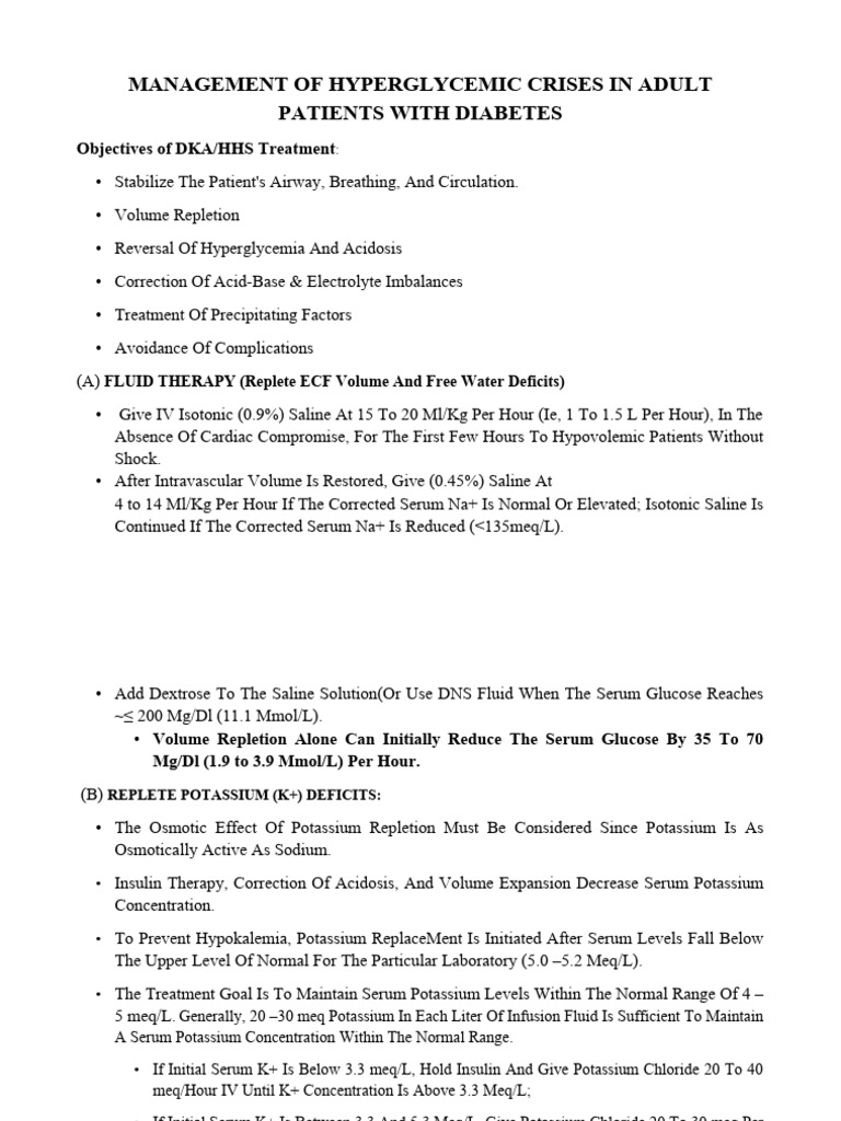 Management of Hyperglycemic Crises in Adult Patients With Diabetes ...