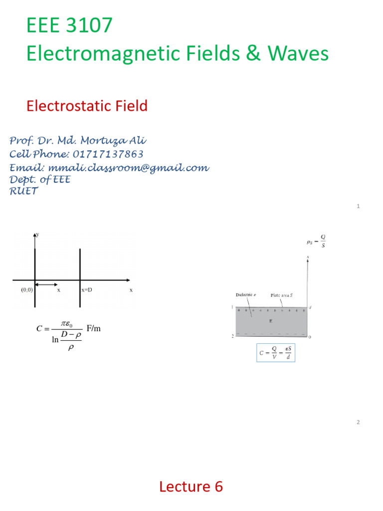Lec 6 - Electrostatic Field | PDF | Physical Phenomena | Electromagnetism