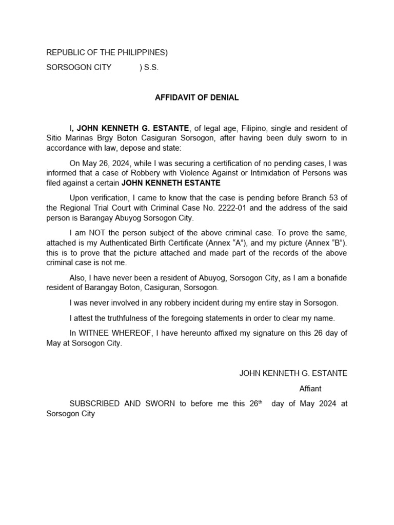 AFFIDAVIT | Download Free PDF | Affidavit | Legal Procedure