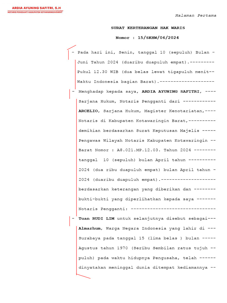 Surat Keterangan Hak Waris | PDF