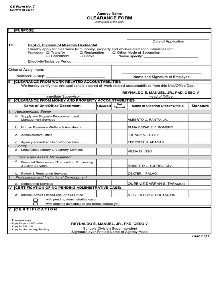 Division Clearance Form 7 | PDF | Economies | Business