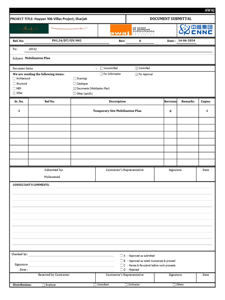 Submittal 2 (Moblization Plan) | PDF | Crane (Machine) | Risk
