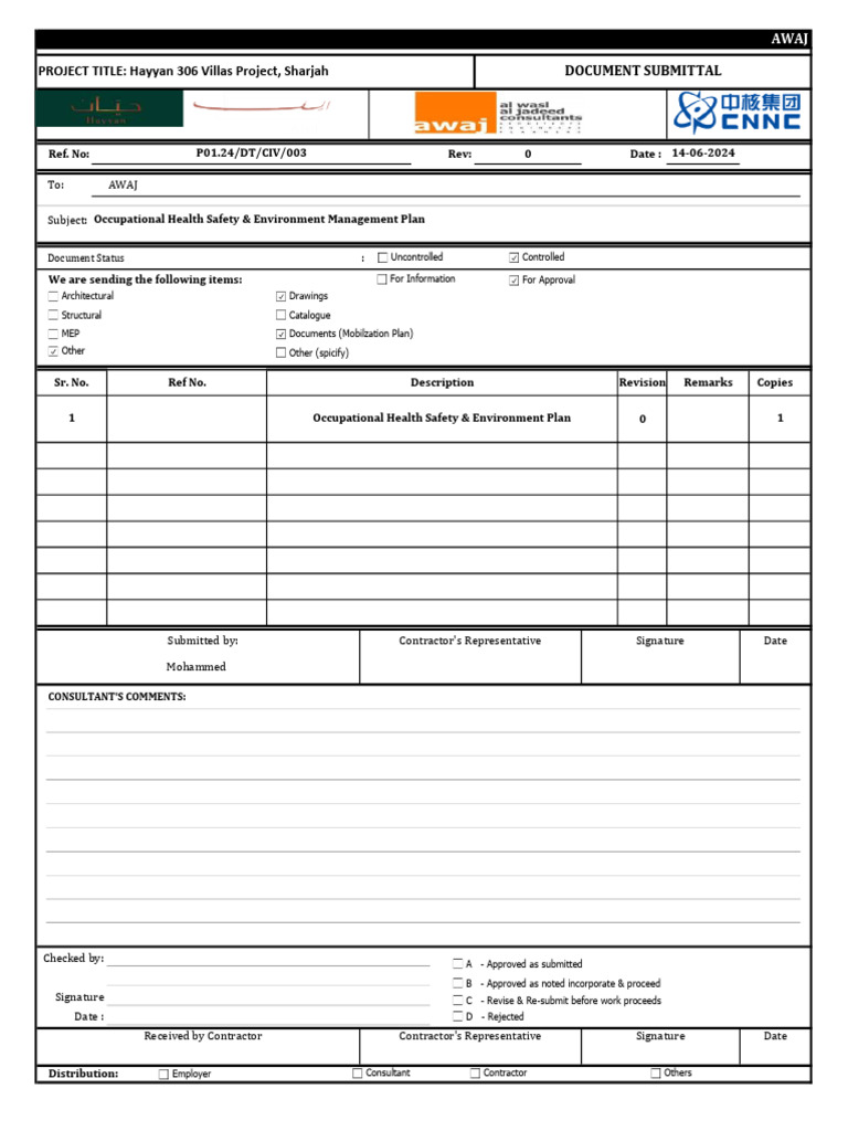 Submittal 3 HSE Plan | Download Free PDF | Occupational Safety And ...