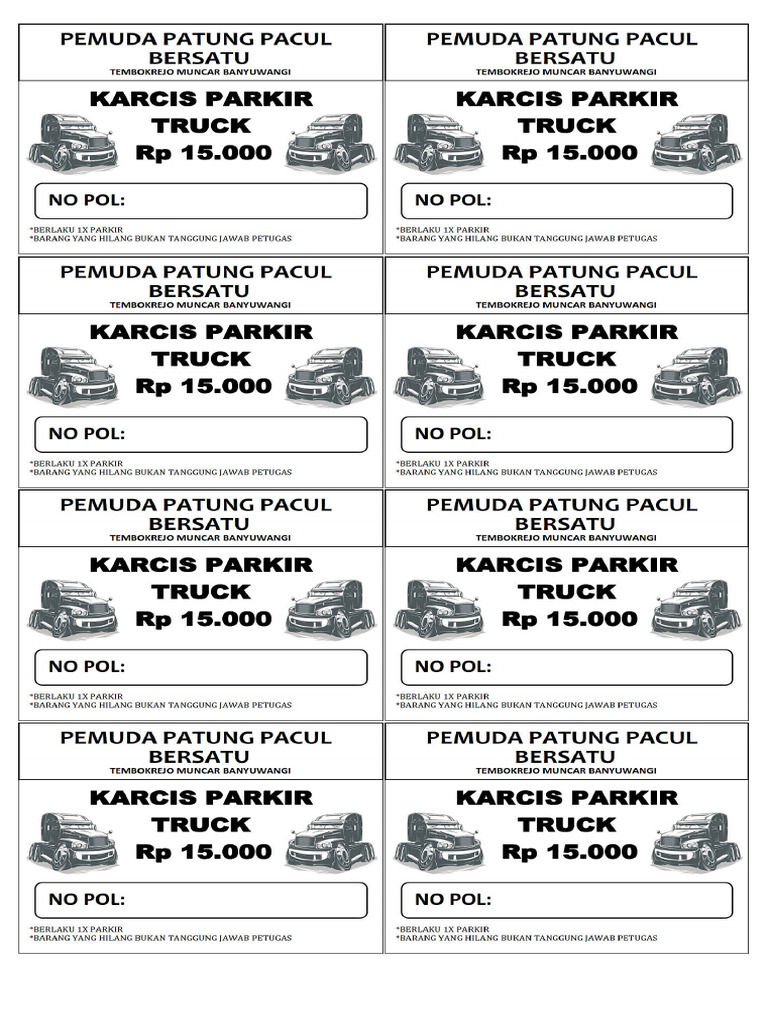 Format Karcis Parkir | PDF