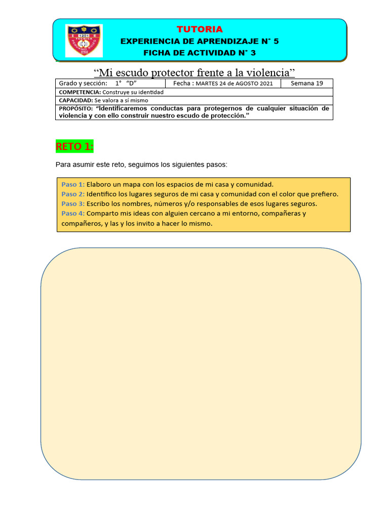 Tutoria Exp.5 Ficha de Act. 3 | PDF | Relaciones personales, crianza y desarrollo personal