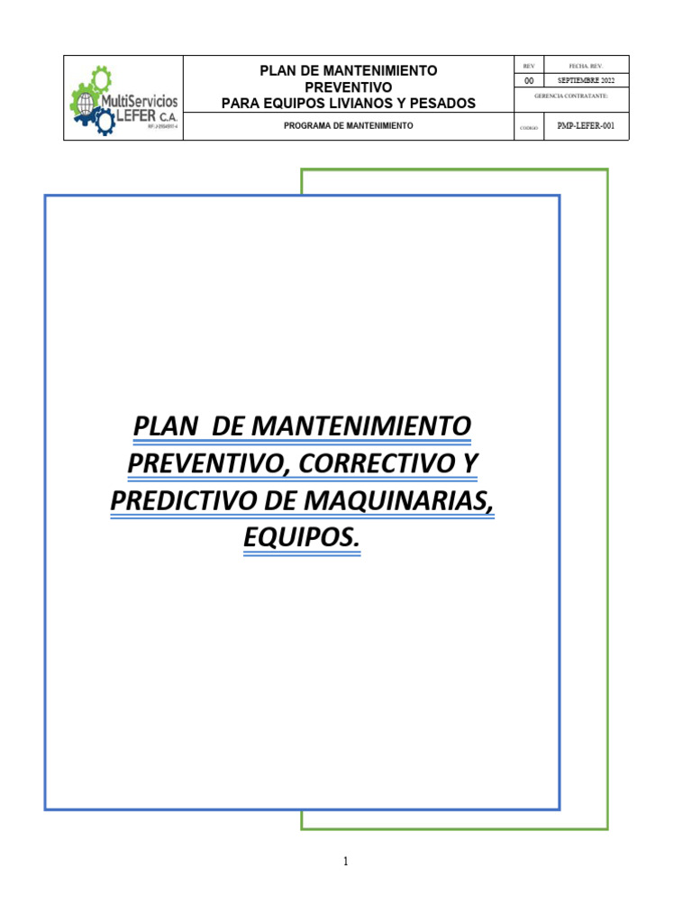 Plan de Mantenimiento Preventivo Lefer | PDF | Planificación | Neumático