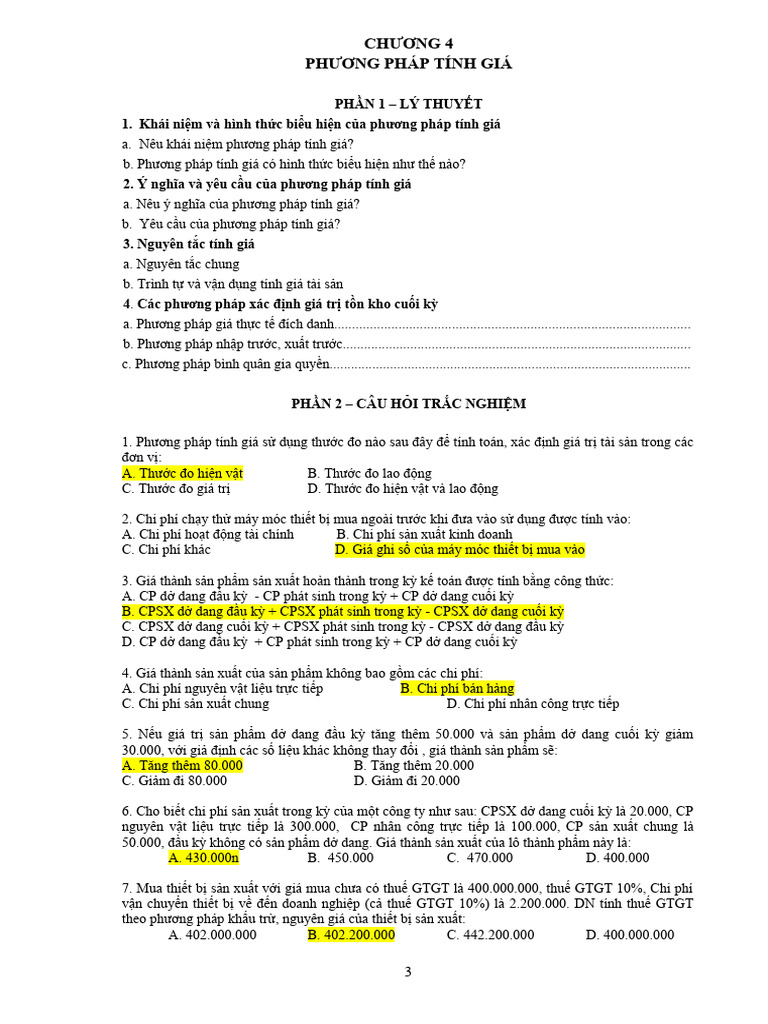 4-HỆ THỐNG CÂU HỎI VÀ BÀI TẬP NLKT - C 4 | PDF