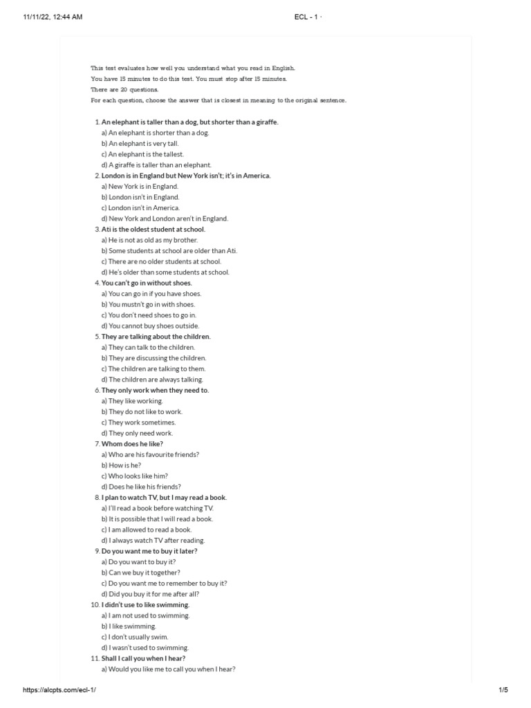 Ecl - 1 | PDF | Language Arts & Discipline