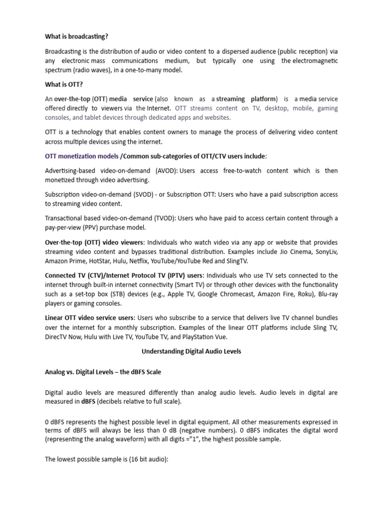 An Over-The-Top (OTT) Media Service (Also Known As A Streaming Platform ...