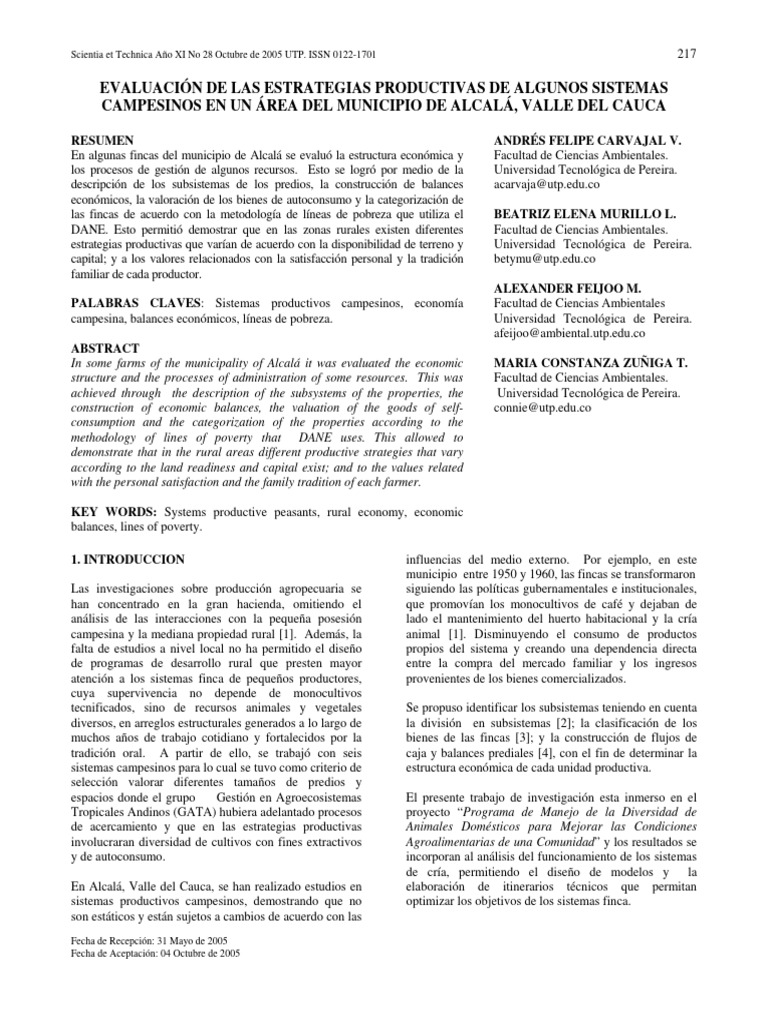Evaluación de Las Estrategias Productivas | Descargar gratis PDF | Agricultura | Campesino