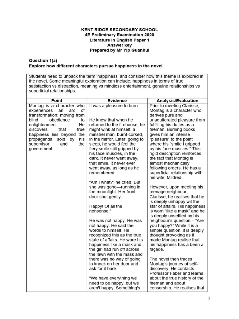 KRSS Lit P1 ANS | PDF