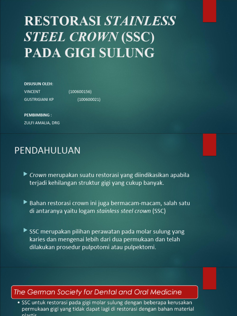 Restorasi Stainless Steel Crown (SSC) Pada | PDF