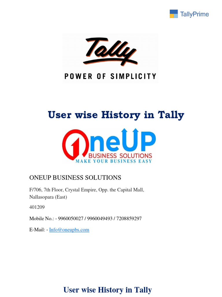 User Wise History in Tally | PDF | Plug In (Computing) | Point Of Sale