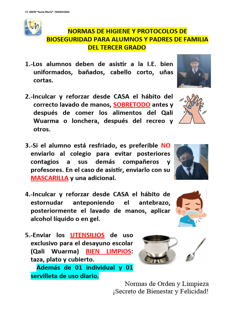 Normas de Higiene y Protocolos de Bioseguridad | PDF