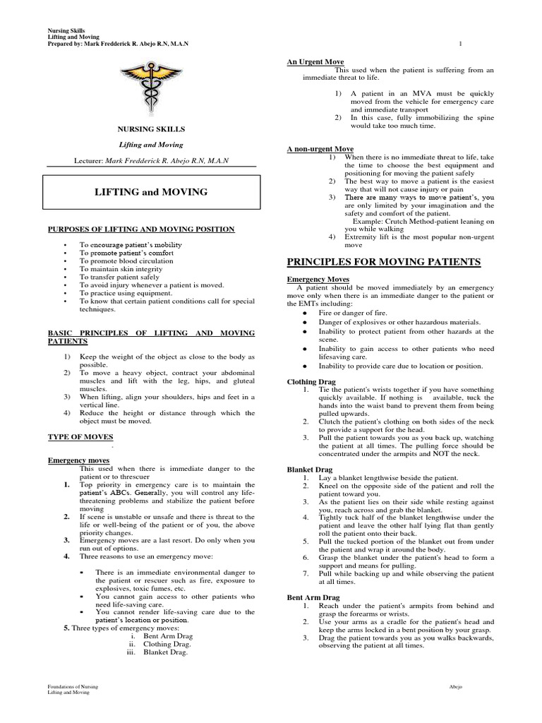 Mobility Lifting and Moving | PDF | Anatomical Terms Of Motion | Foot
