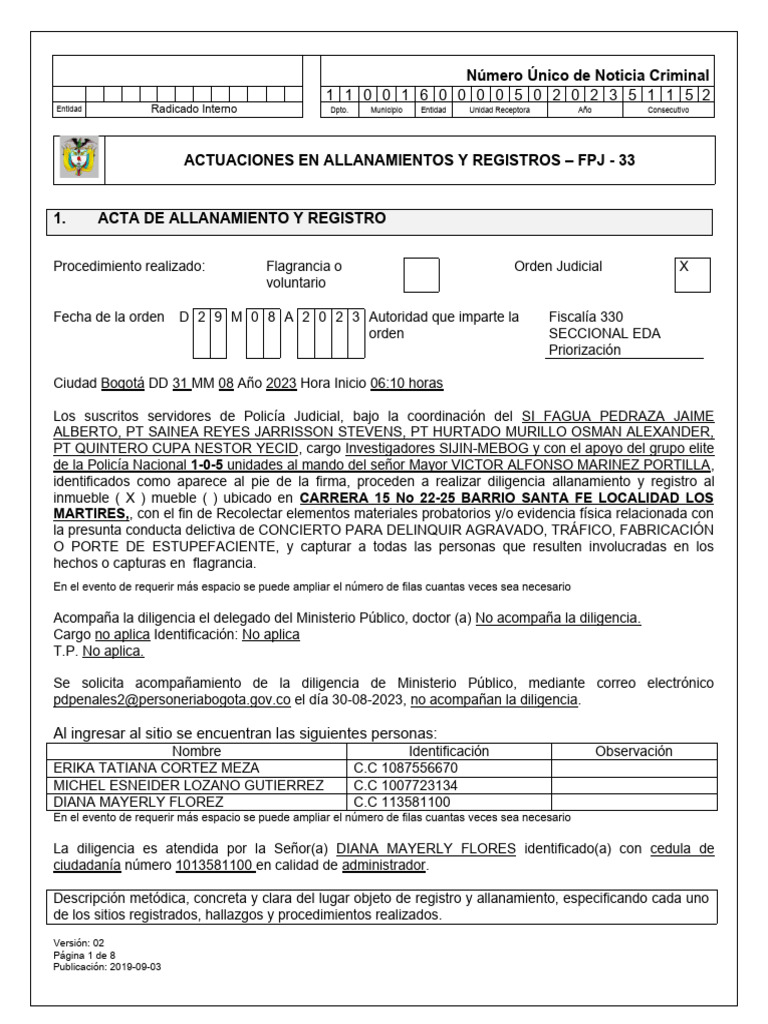 FPJ-33-Acta de Allanamiento Con Captura y EMP | PDF | Documento de ...