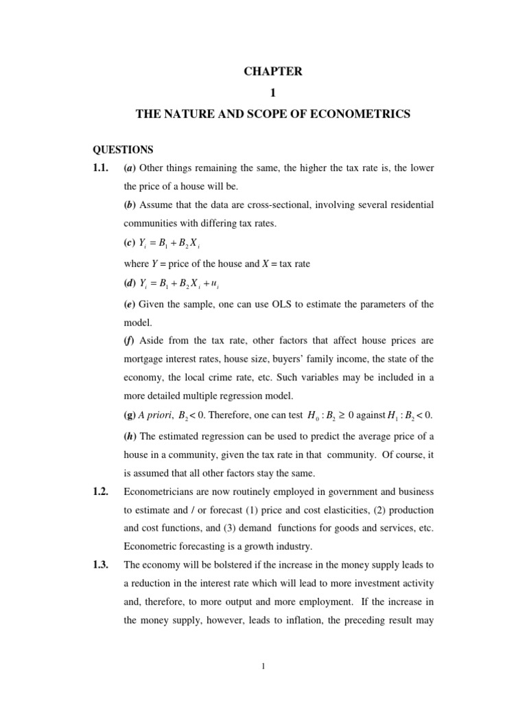 Ee4 Ch01 Solutions Manual Pdf Econometrics Multivariate Statistics