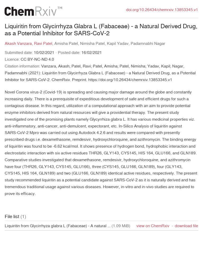 Liquiritin From Glycirrhyza Glabra L (Fabaceae) - A Natural Derived ...