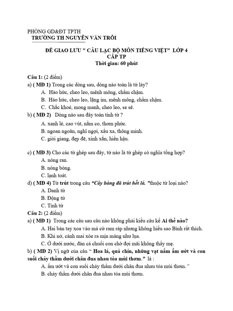 ĐỀ ÔN LUYÊN GIAO LƯU HSG | PDF