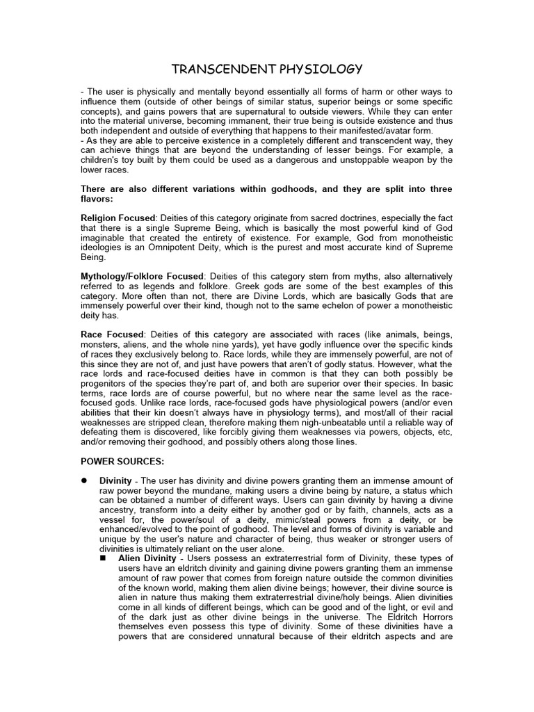 TRANSCENDENT PHYSIOLOGY (Orig) | PDF | Divinity | Deities