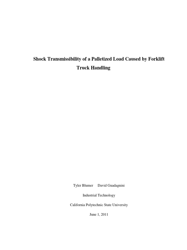 Shock Transmissibility of A Palletized Load Caused by Forklift TR | PDF ...