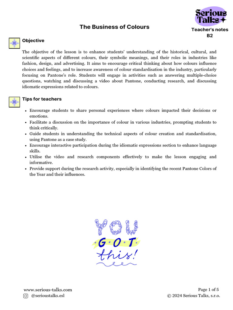 The Business of Colours (Teacher Version) | Download Free PDF | Color ...