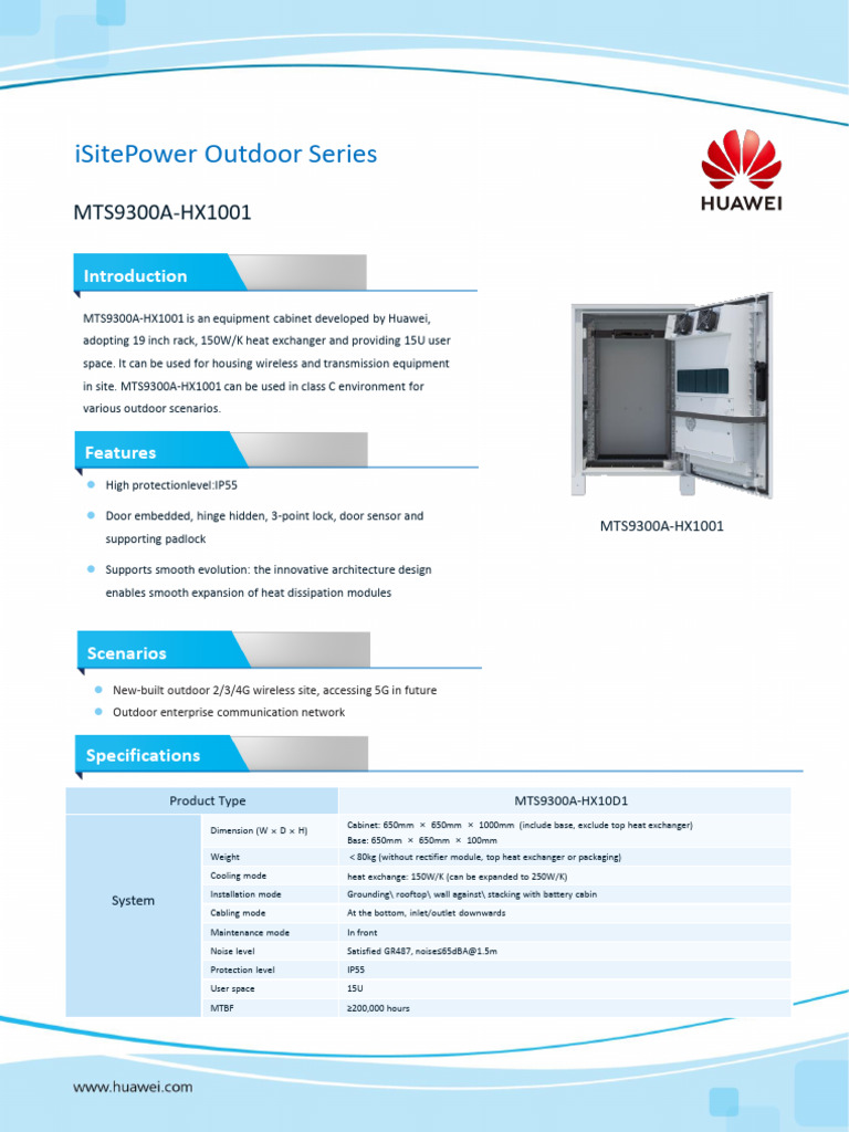 Datasheet iSitePower Outdoor Series-MTS9300A-HX1001 | PDF | Technology & Engineering