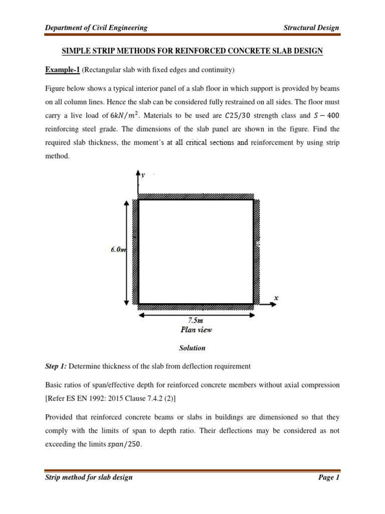 Strip Method of Slab Analysis | Download Free PDF | Beam (Structure ...