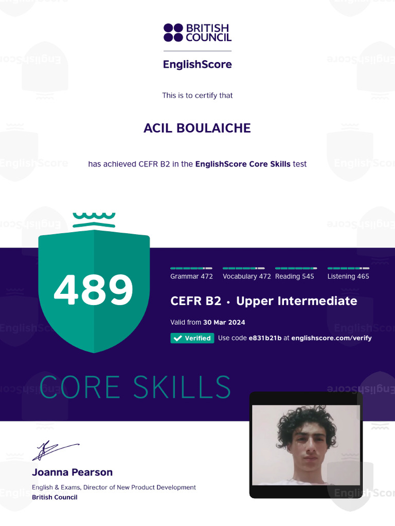 Acil Britich Council English Score Certificate | PDF