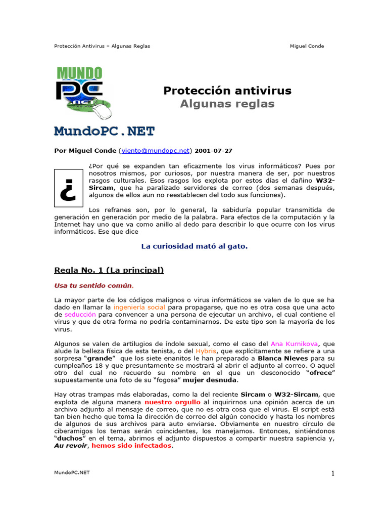Protección Antivirus | Descargar gratis PDF | Virus de computadora | Software antivirus