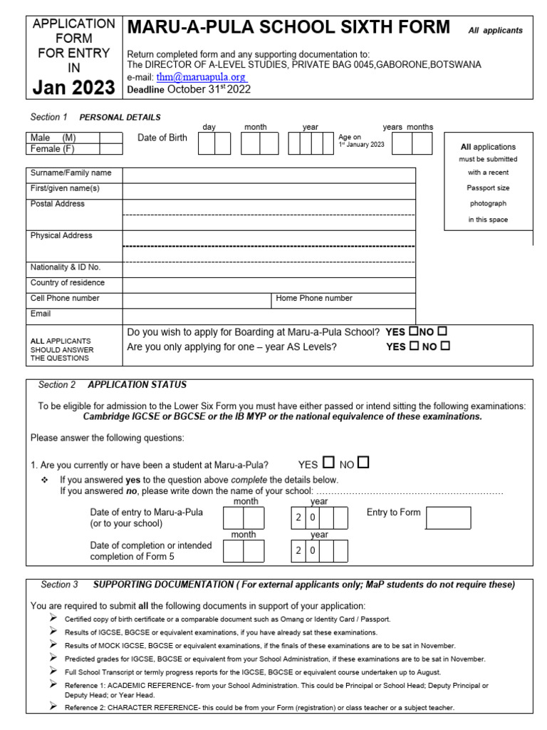 MaP AS A2 APPLICATION FORM Jan 2023 | PDF