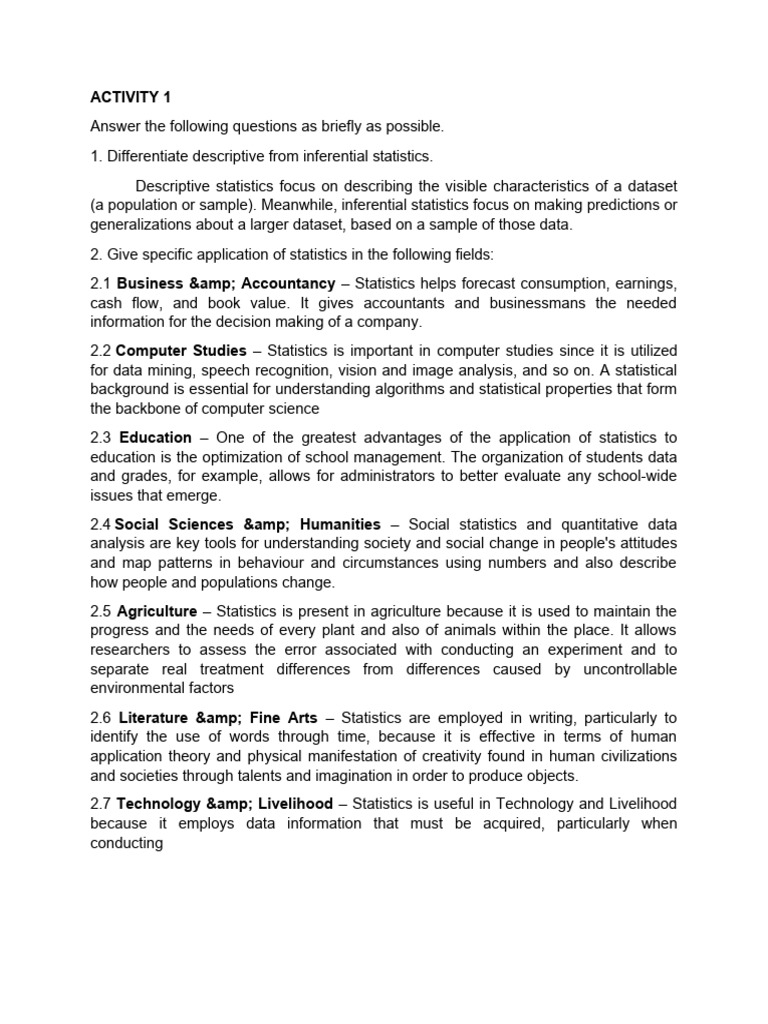 Module 4 Activities and Self Assessments | PDF | Statistics | Level Of Measurement