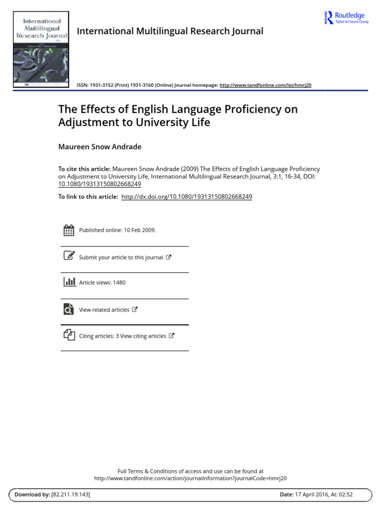 Impact TP de Differency in Proficiency Levels Andrade2009 | PDF ...