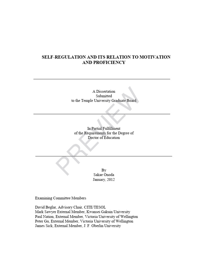 Profiency Onoda S 2012 Self Regulation And Its Relation To Motivation And Proficiency