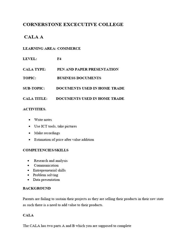 Commerce_CALA-A | PDF | Educational Technology | Entrepreneurship