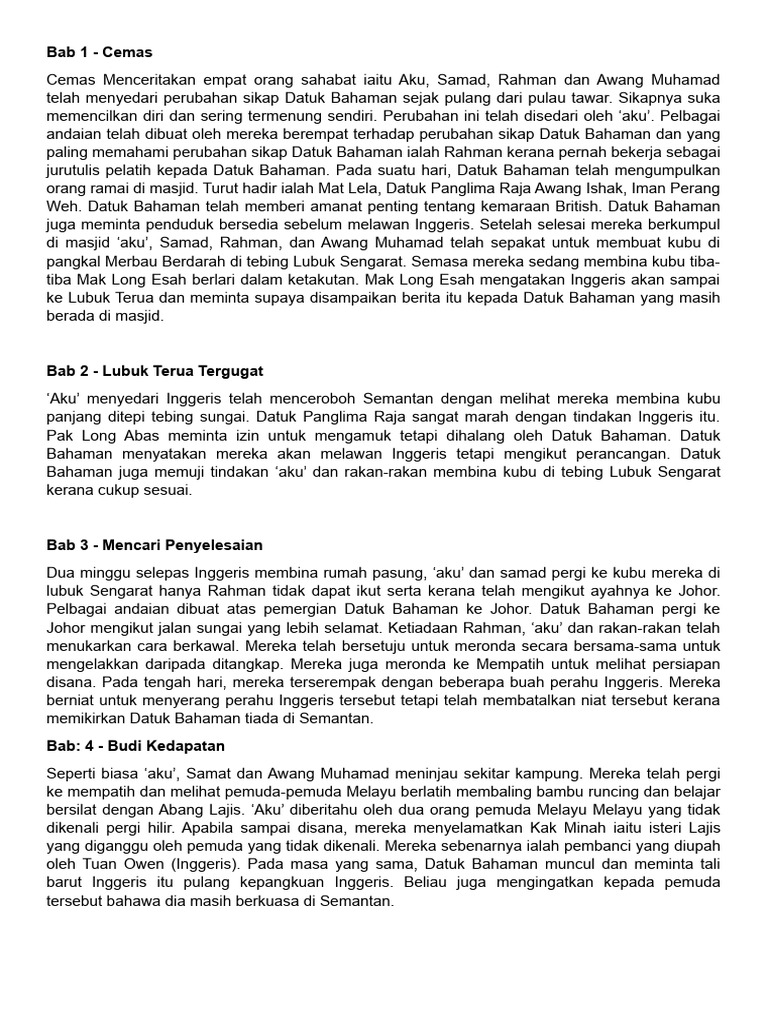 Sinopsis Darah Titik Di Semantan - Bab 1-14 | PDF