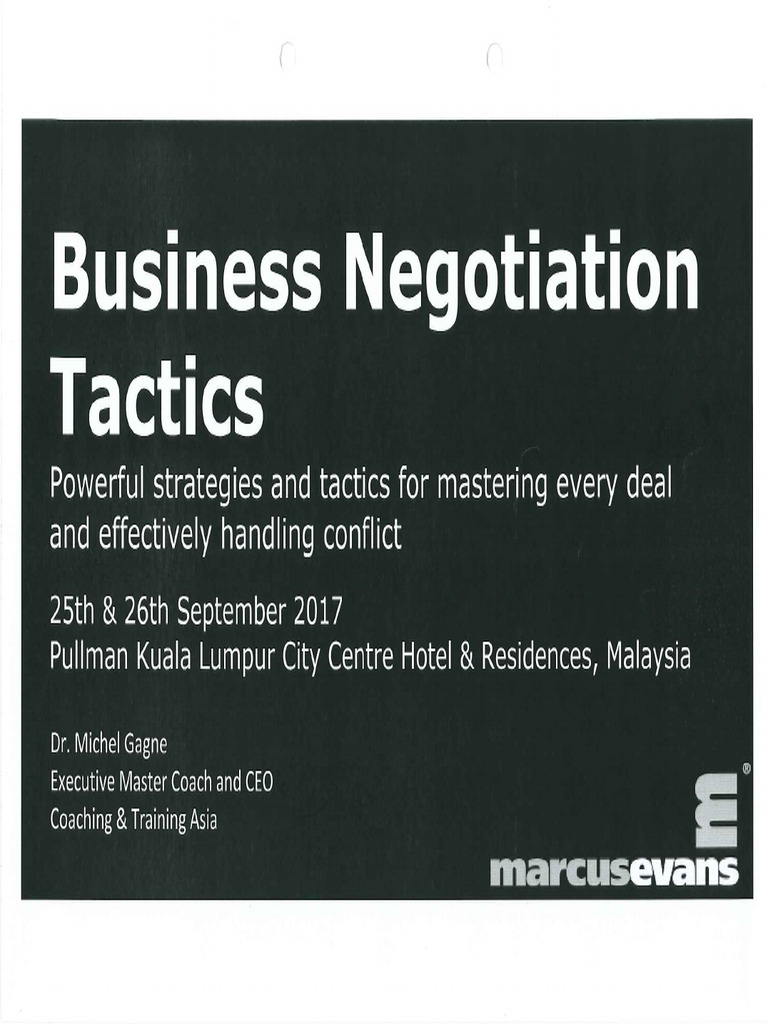 Business Negotiation Tactics | PDF