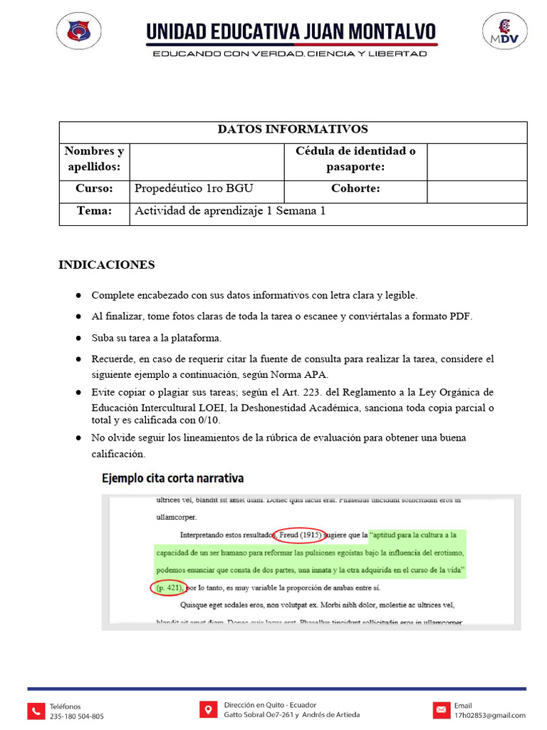 Actividad de Aprendizaje 1 Semana 1 | PDF