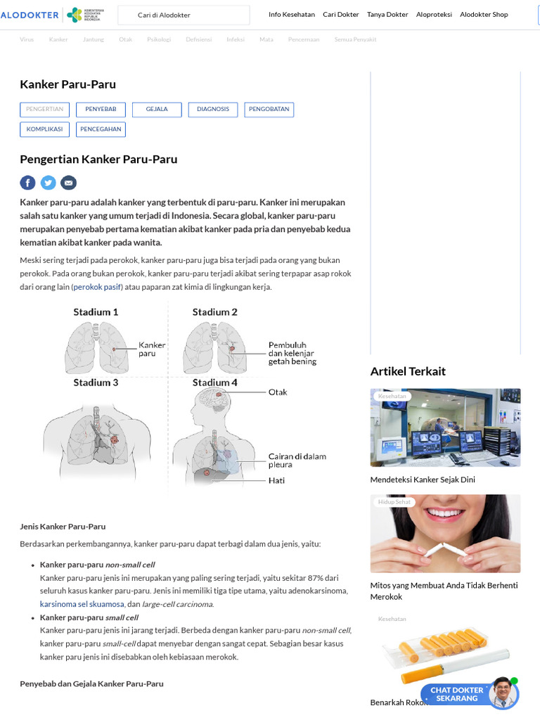 Kanker Paru-Paru - Gejala, Penyebab Dan Mengobati - Alodokter | PDF