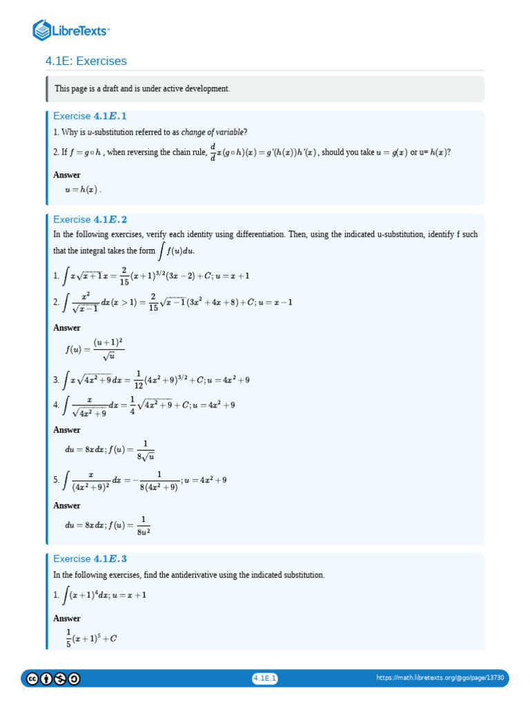 U-Substitution Exercises for Calculus | PDF | Area | Mathematical Logic