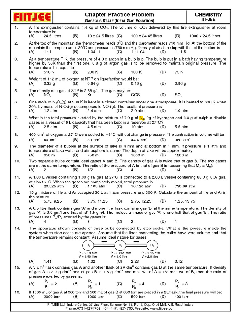 CPP-1_GS_Ideal Gas | Download Free PDF | Gases | Pressure