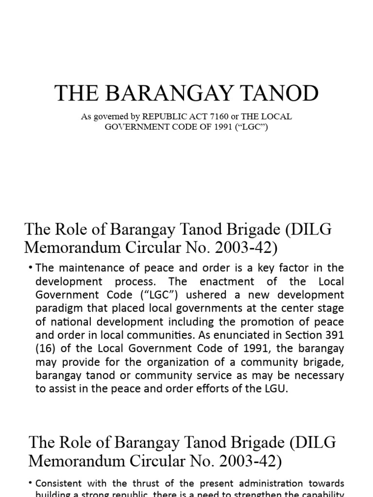 Barangay Tanod | PDF | Smuggling | Fire Safety