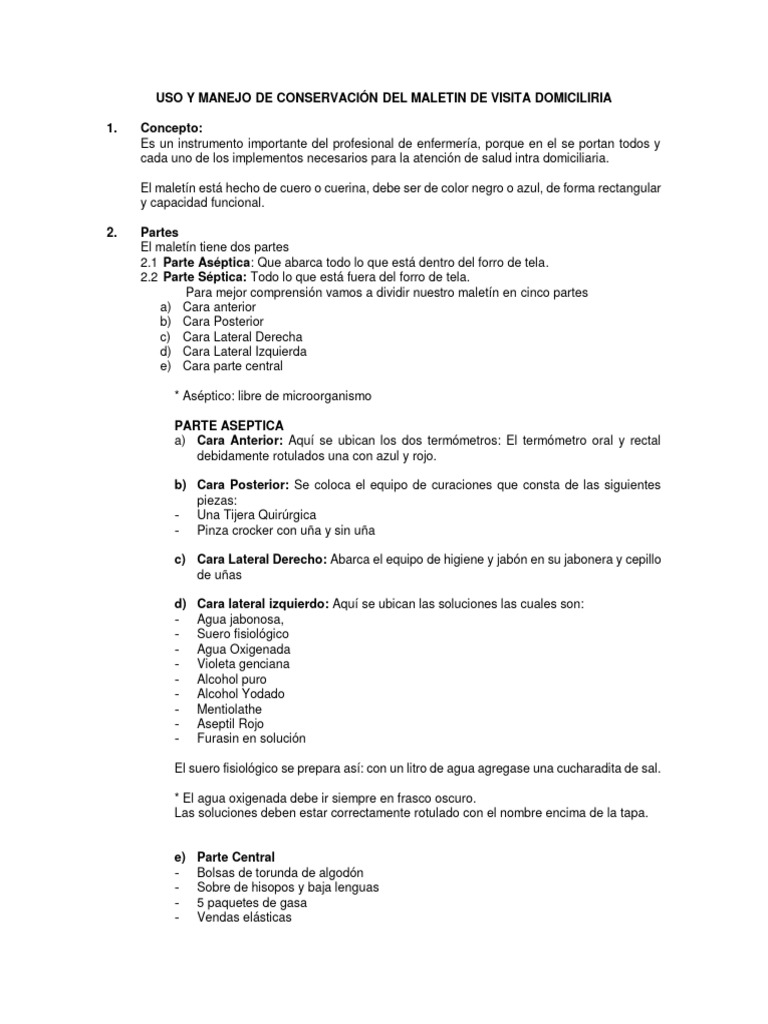 Uso y Manejo de Conservación Del Maletin de Visita Domiciliria | PDF | Hogar, jardinería y ...