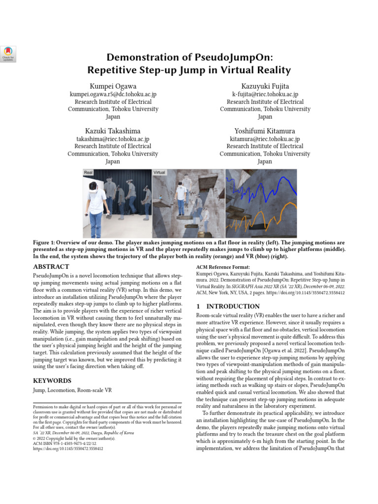 Demonstration of Pseudojumpon: Repetitive Step-Up Jump in Virtual ...