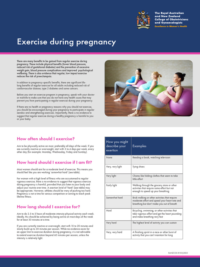 Exercise During Pregnancy Pamphlet | PDF | Pregnancy | Physical Fitness