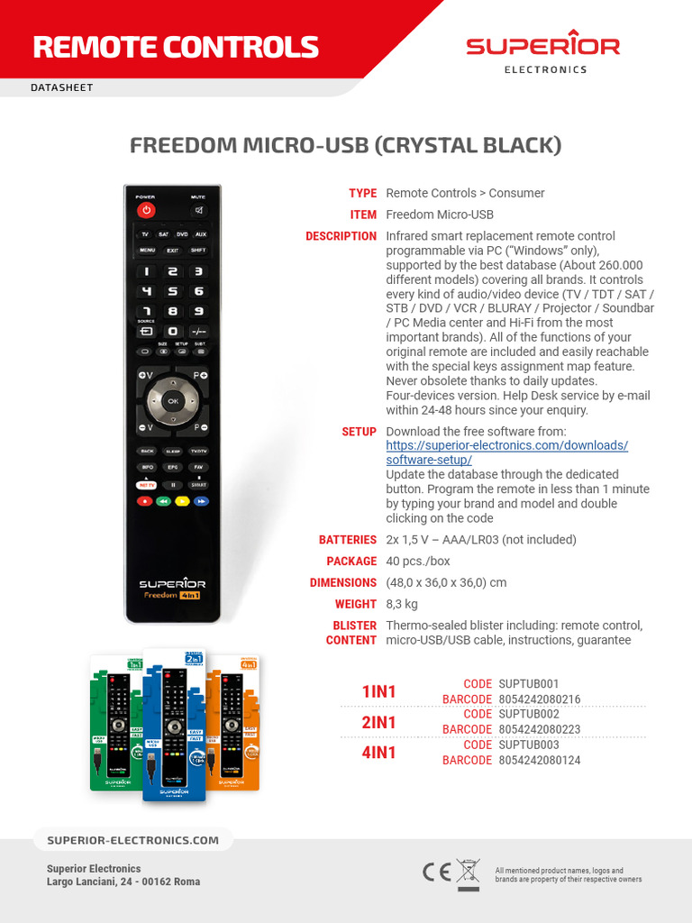 Freedom DataSheet DESIGN EN | PDF | Remote Control | Personal Computers