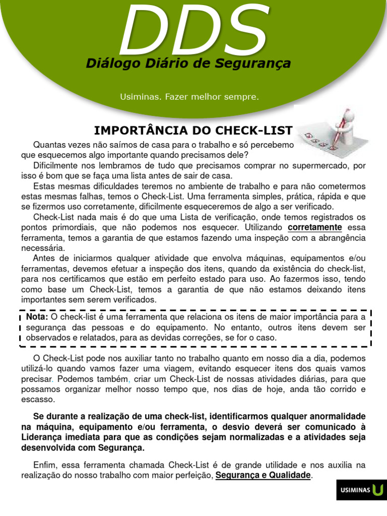 DDS Nº 62 - Importancia do Check-List | PDF