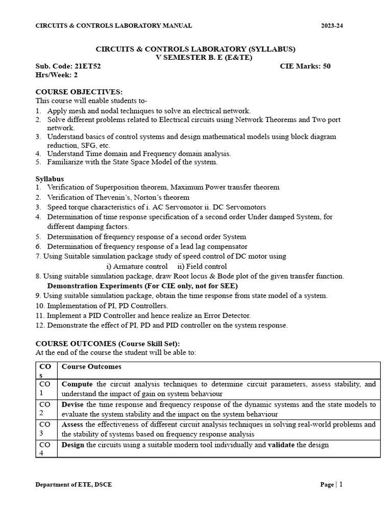 2 - C C Manual | PDF | Electric Motor | Electrical Network
